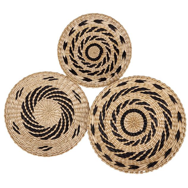 Décoration ronde Herbier osier noir et naturel x3 | GIFI