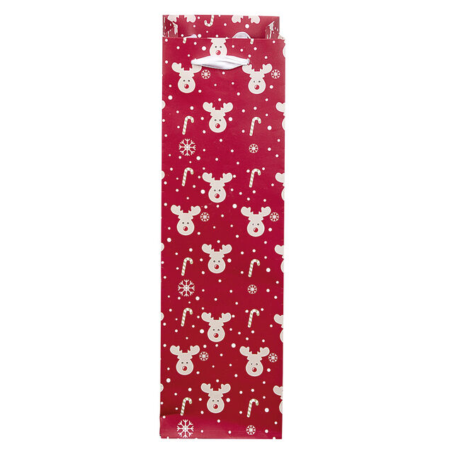 Sac cadeau bouteille motif Noël blanc rouge | GIFI