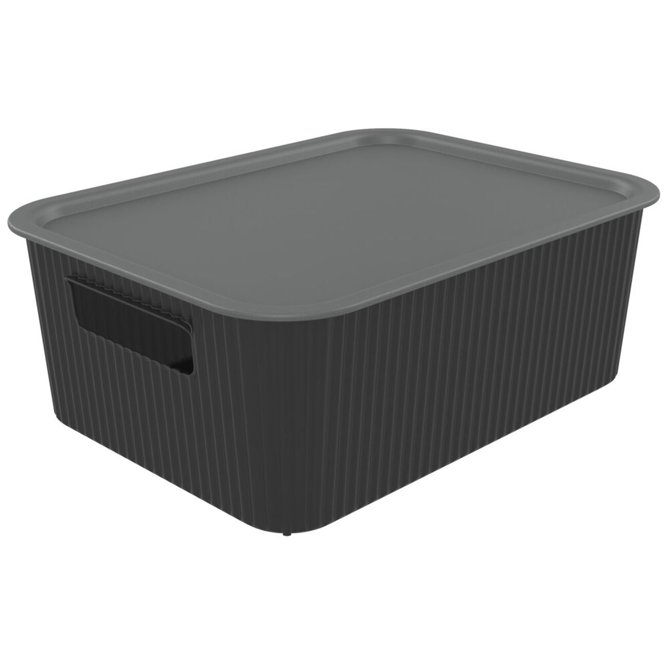 Panier de rangement 10L Vibox plastique noir avec couvercle gris ...