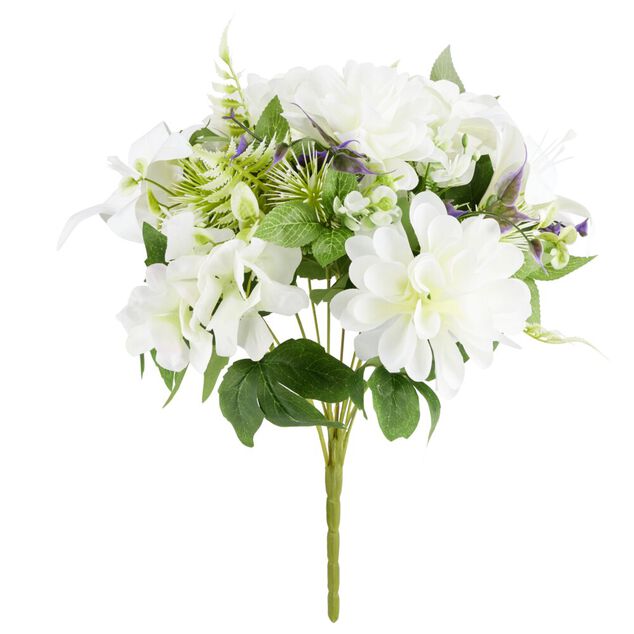 Fleurs artificielles orchidées et lys blancs en piquet Ø30xH45cm | GIFI