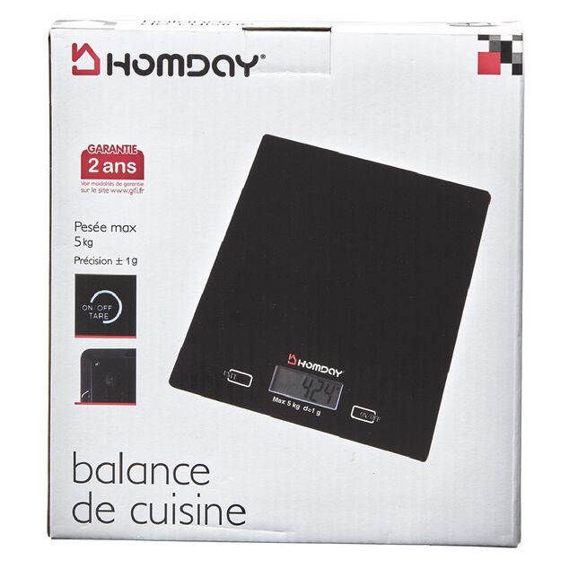 Balance de cuisine électronique et tactile noire Homday | GIFI