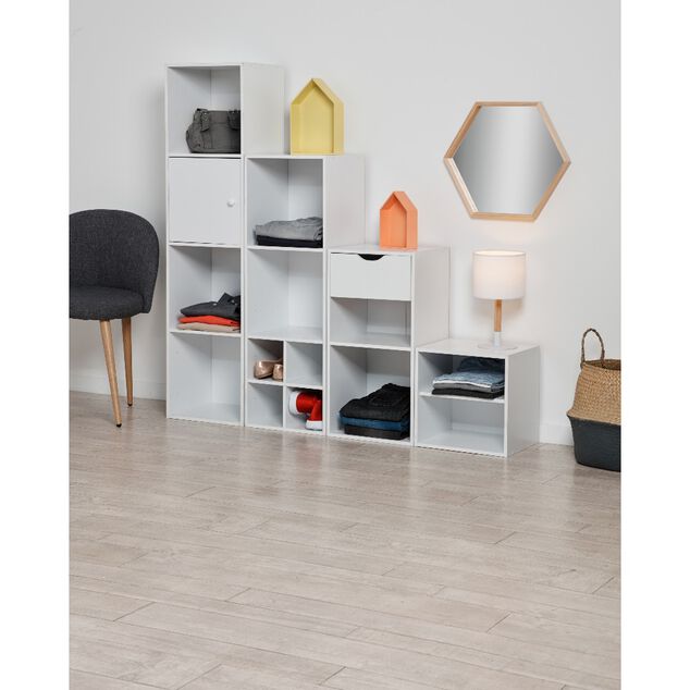 Structure Box Cube 2 cases 35,2x30x69,2cm bois blanc | GIFI
