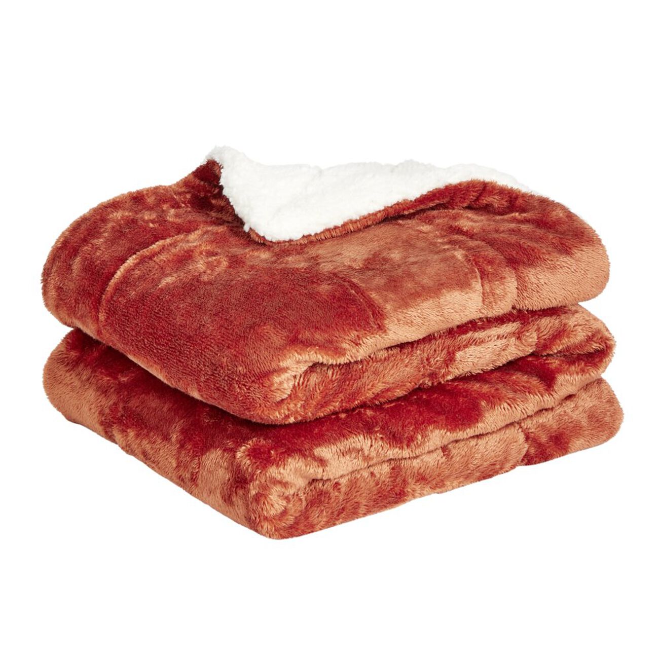 Plaid pilou pilou réversible terracotta blanc 127x152cm | GIFI