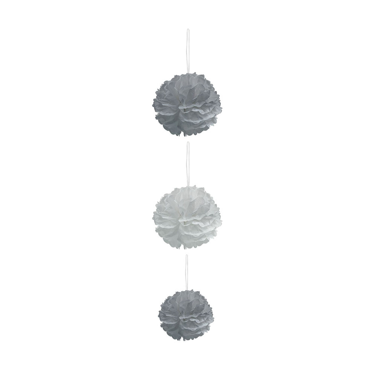 Suspension 3 boules chiffon en papier gris | GIFI