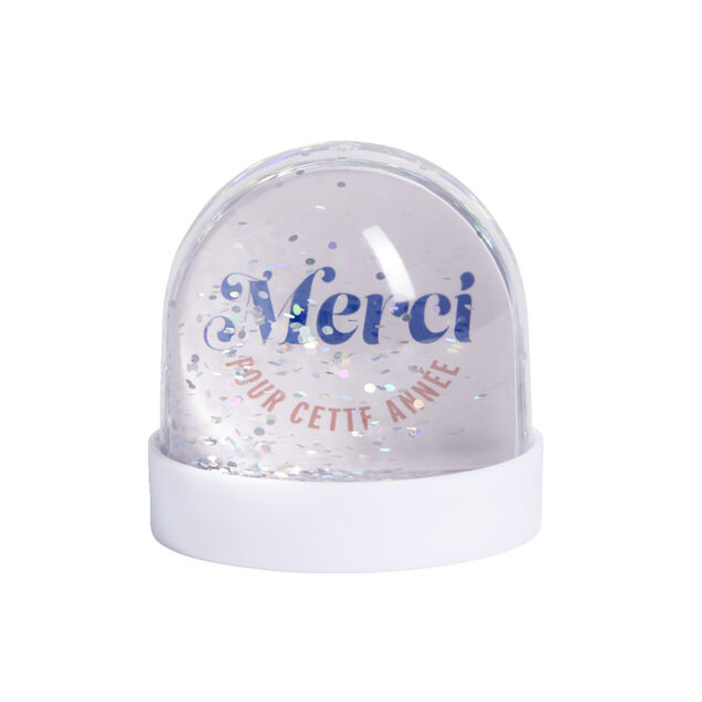 Boule à neige paillettes Merci pour cette année blanc | GIFI