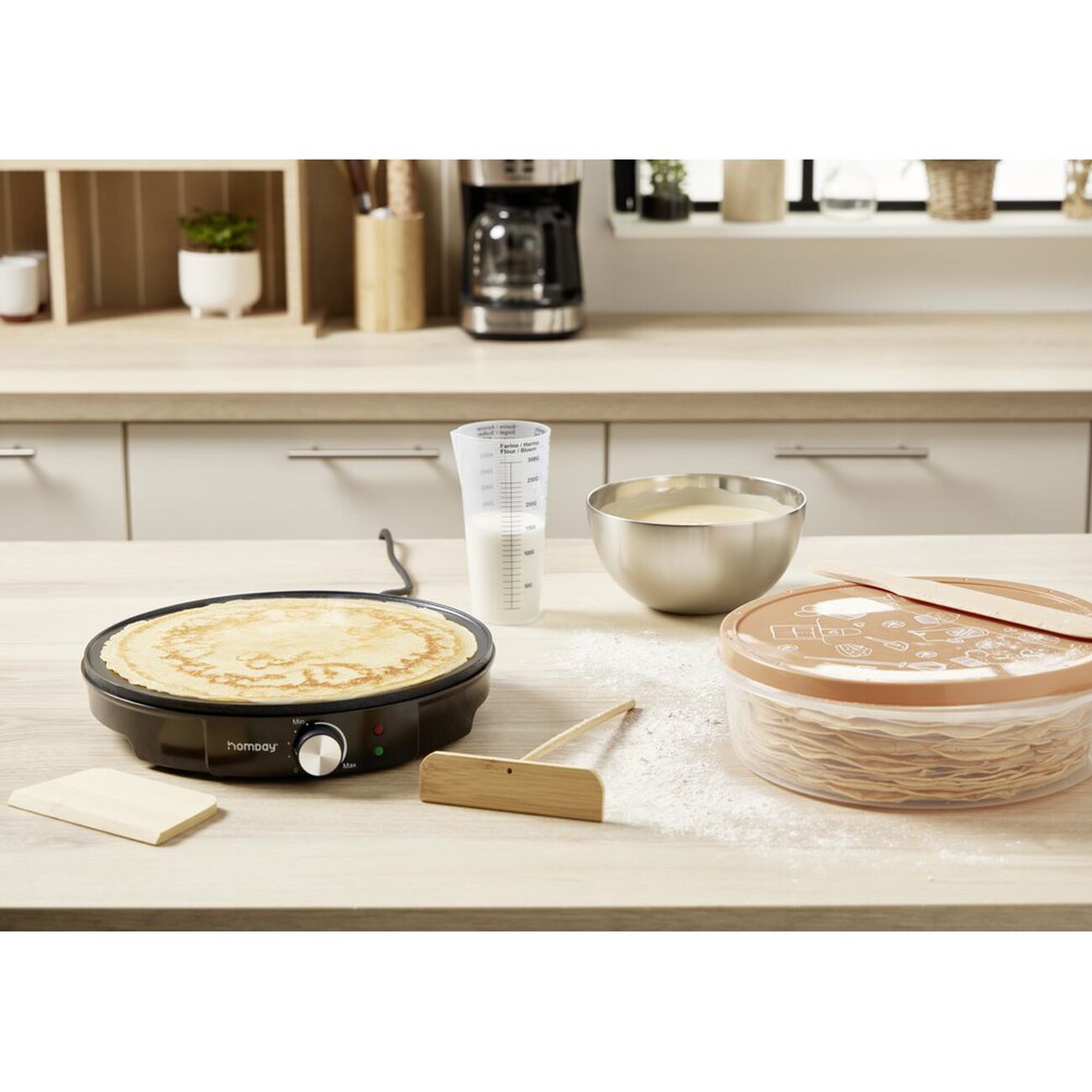 Kit à crêpe ustensiles 3 pièces (verre doseur/spatule/T) | GIFI