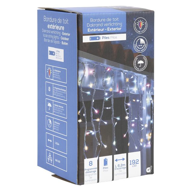 Bordure de toit lumineuse multicolore extérieur 192 LED | GIFI