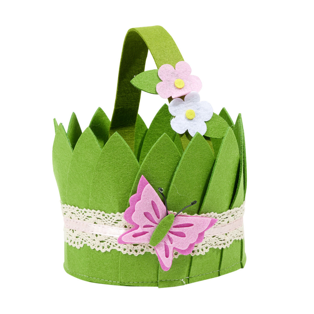 Panier pour oeufs de Pâques en feutrine verte 20x18xH15cm (2 modèles ...