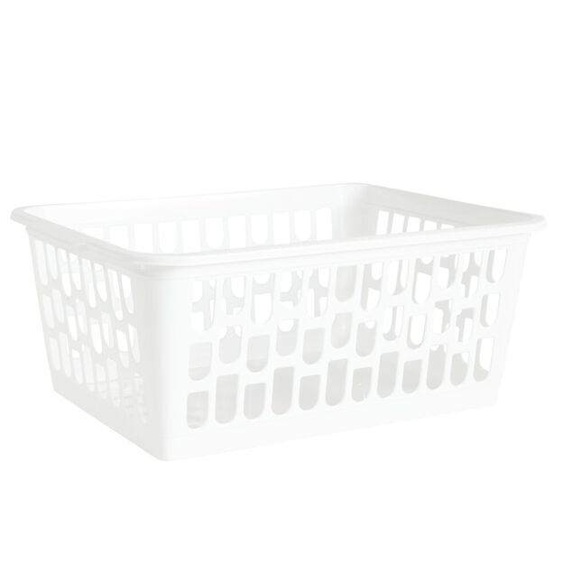 Panière de rangement x2 ajourée plastique blanc 36,5x25,5xH15,5cm | GIFI