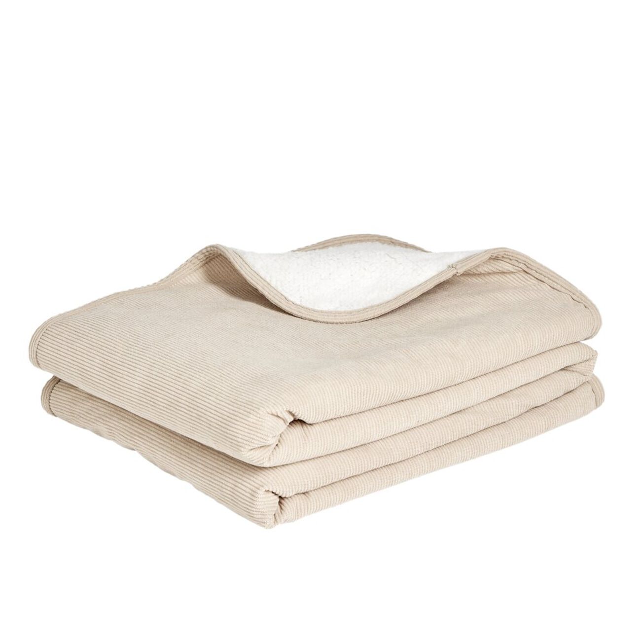 Plaid sherpa et côtelé beige 130x160cm | GIFI