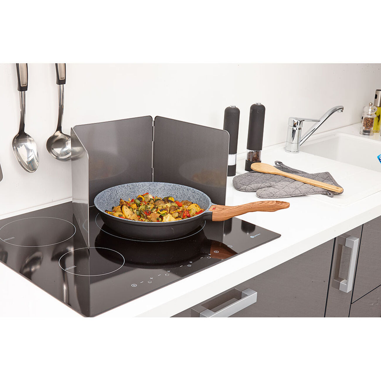 Plaque anti projections 3 volets noir carbone | GIFI