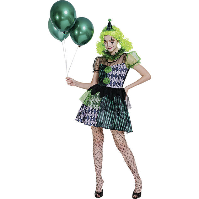 Déguisement adulte Halloween clown robe serre-tête collier - Taille M ...