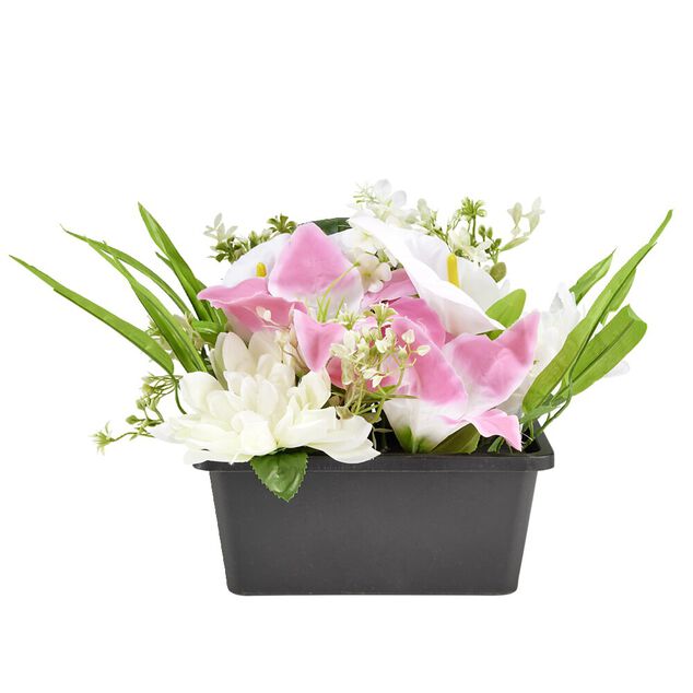 Jardinière fleur artificielle lys et dahlia blanc 9 tiges | GIFI