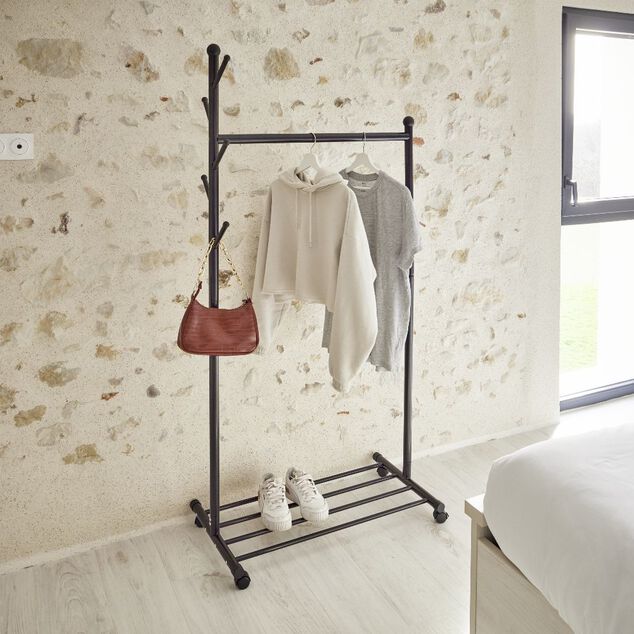 Portant vêtements simple acier et roulettes 3en1 | GIFI