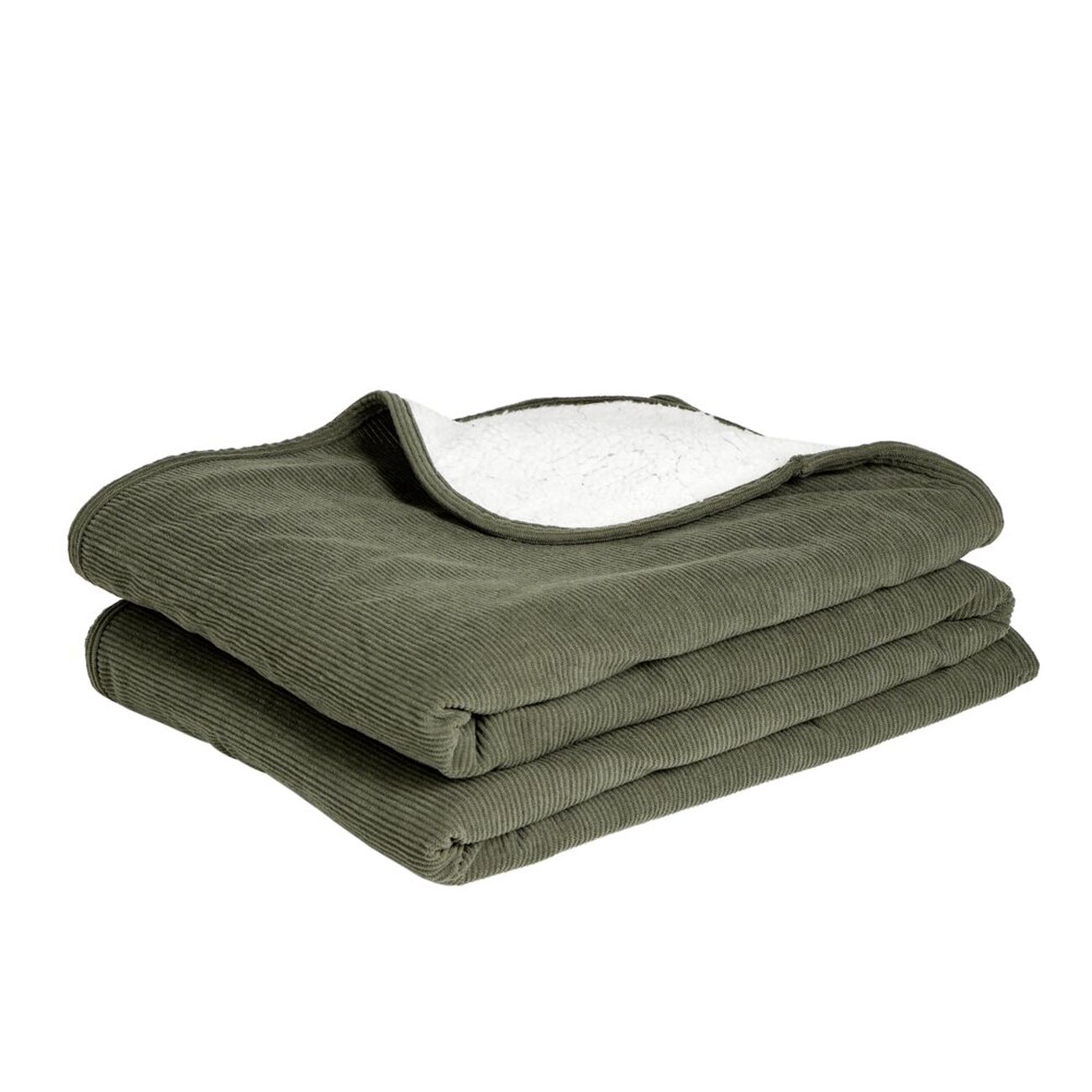 Plaid sherpa et côtelé vert 130x160cm | GIFI