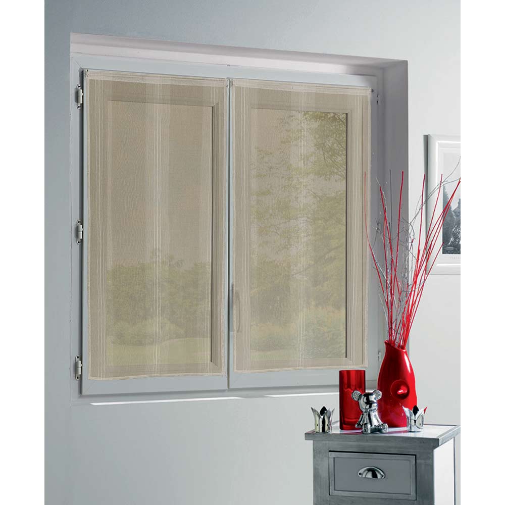 Vitrage droit passe tringle uni taupe 60x120 cm x2 | GIFI