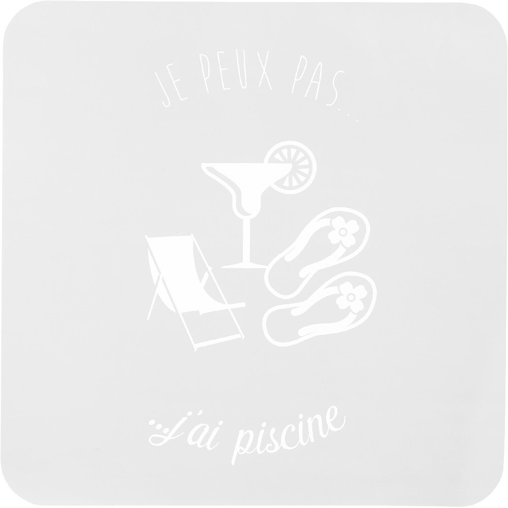 Sticker carré pour table basse « Je peux pas j’ai piscine » | GIFI