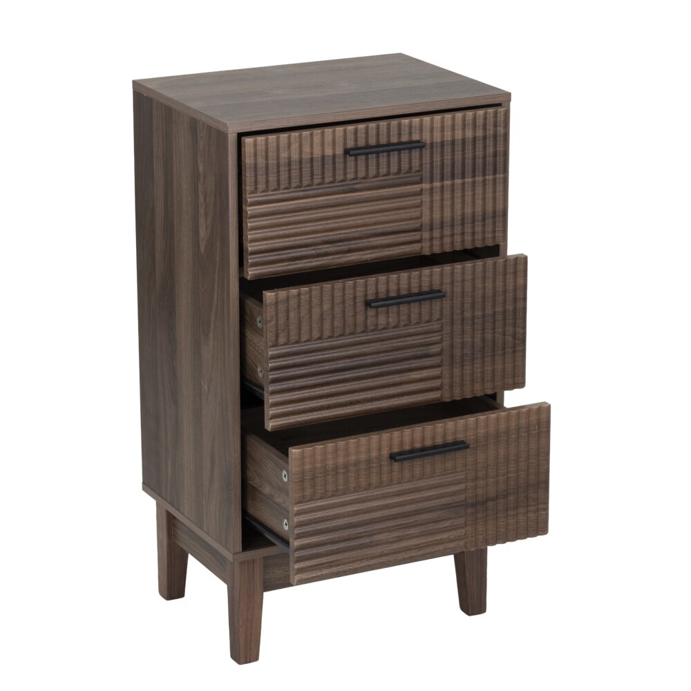 Meuble de rangement en bois Lida 3 tiroirs marron foncé 40x29,5xH72cm ...