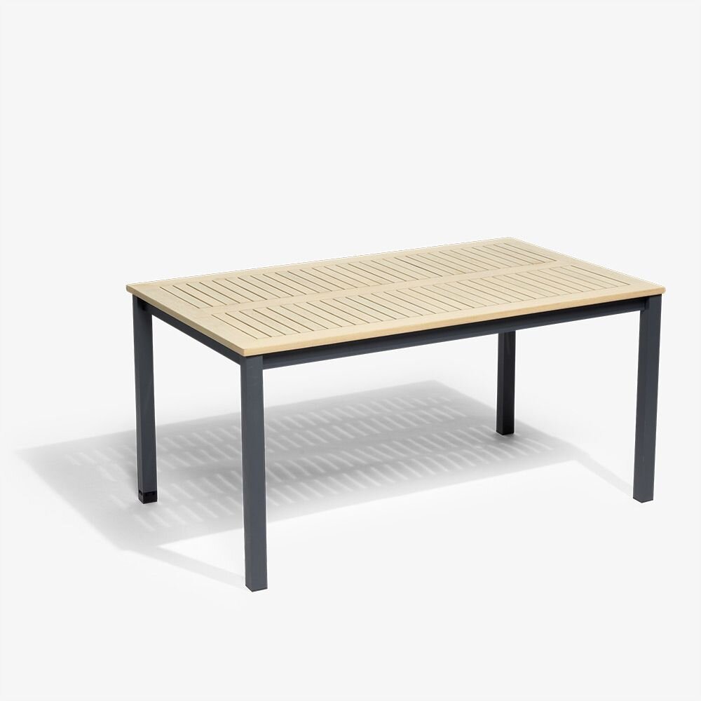 Table de jardin Bali 6 personnes aluminum et bois 150x90xH.74 cm | GIFI