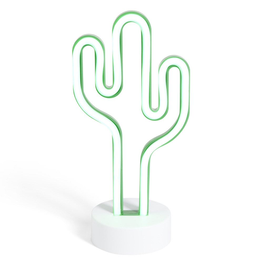 Lampe d'ambiance néon à poser forme cactus vert 13x10xH25cm | GIFI