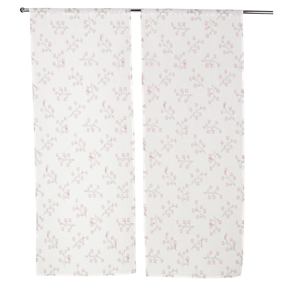 Vitrage blanc à fleurs 60X160cm x2 | GIFI