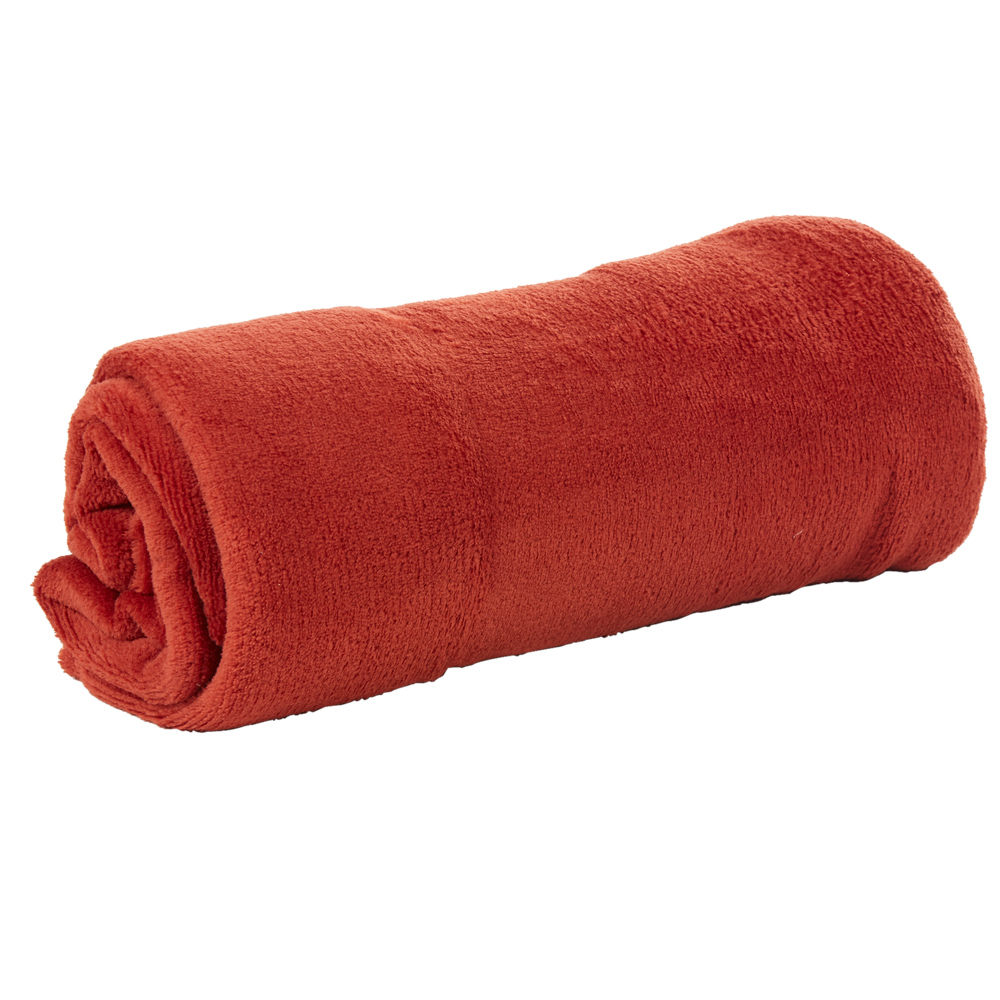 Plaid uni rouge brique terracotta polyester 210 g/m² | GIFI