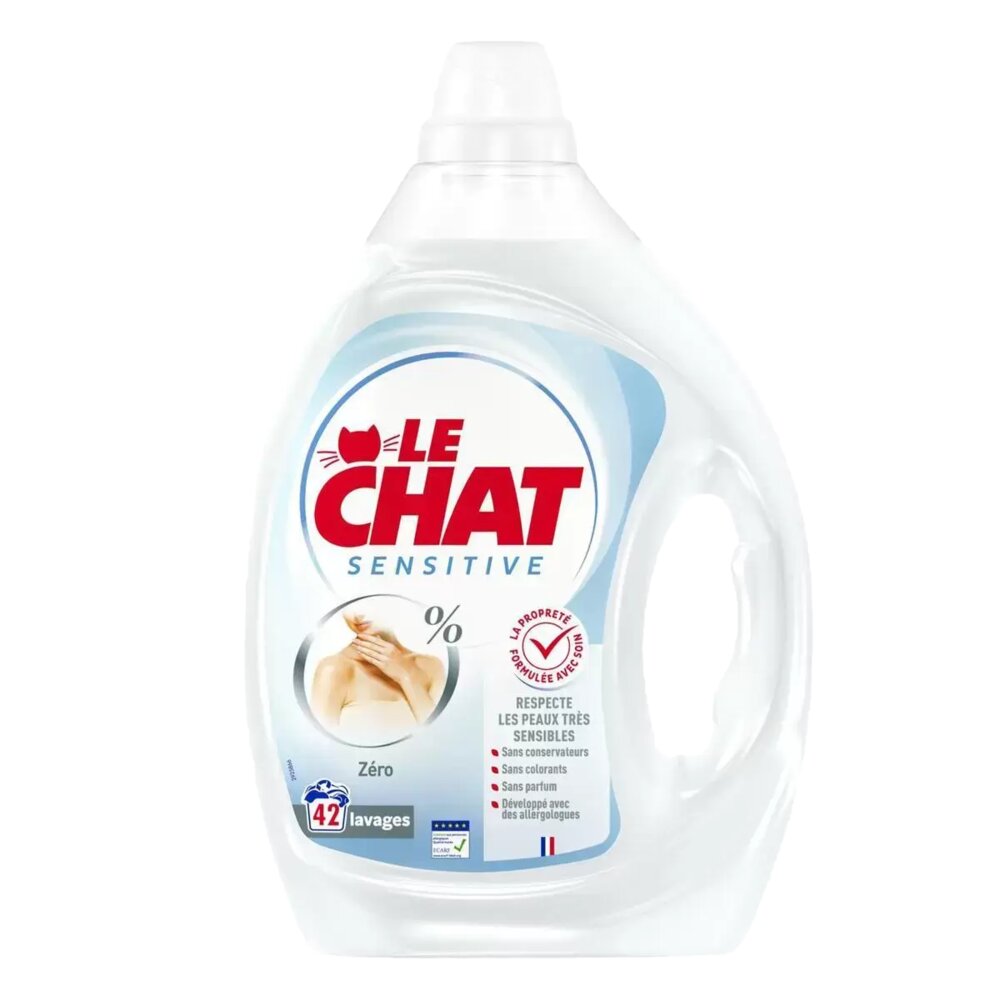 Lessive liquide Le Chat Sensitive peaux très sensibles 42 lavages 1,8L ...