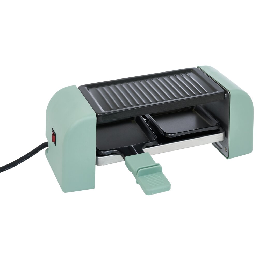 Machine à raclette Duo connectable verte 2 poêlons 450W | GIFI