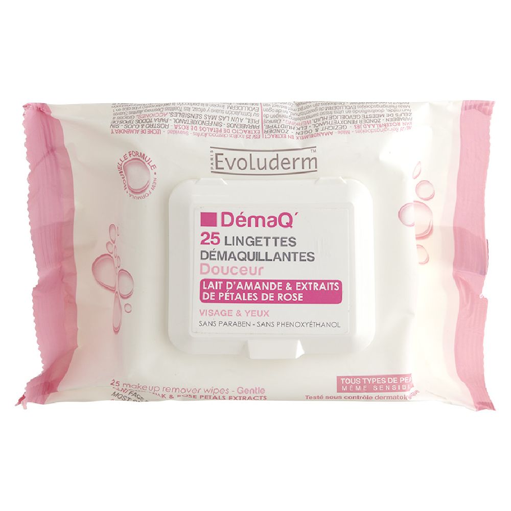 Lingette démaquillante Evoluderm Lait d'amande douce x25 | GIFI