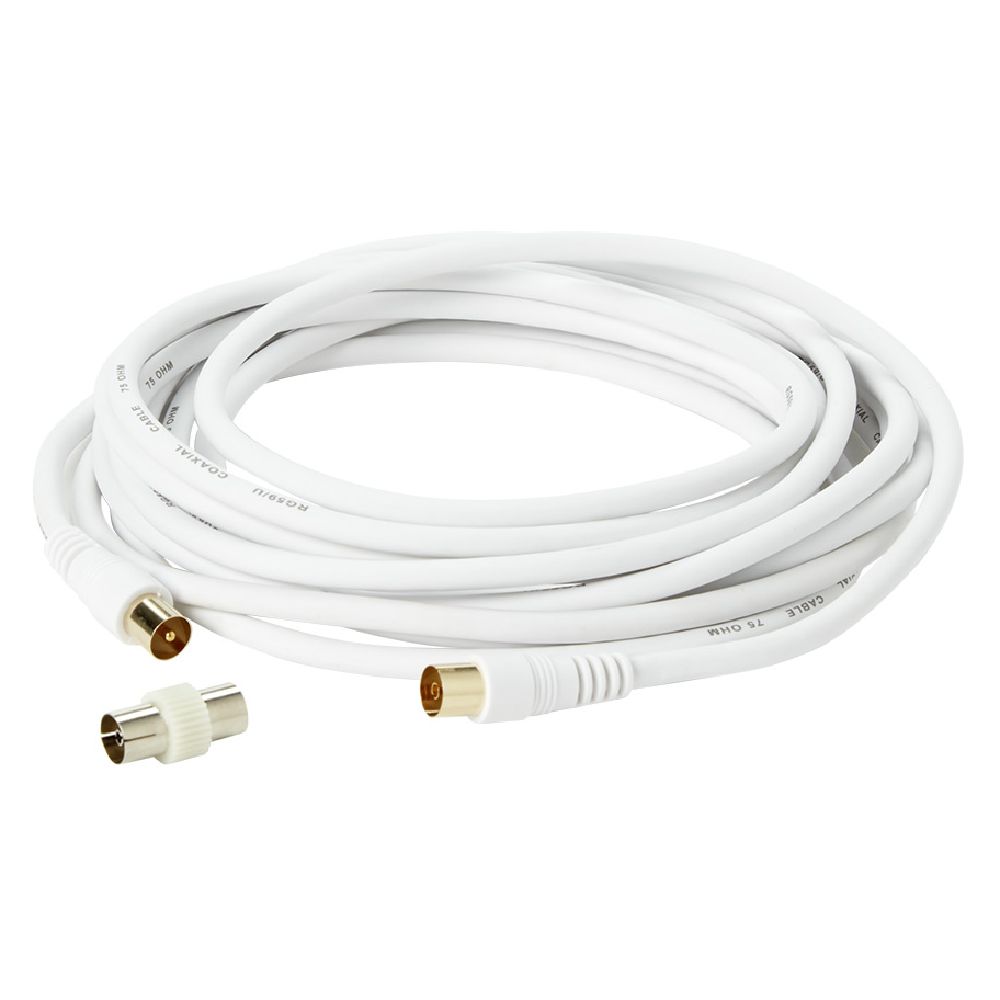 Cordon antenne blanc L.5 m avec adaptateur | GIFI