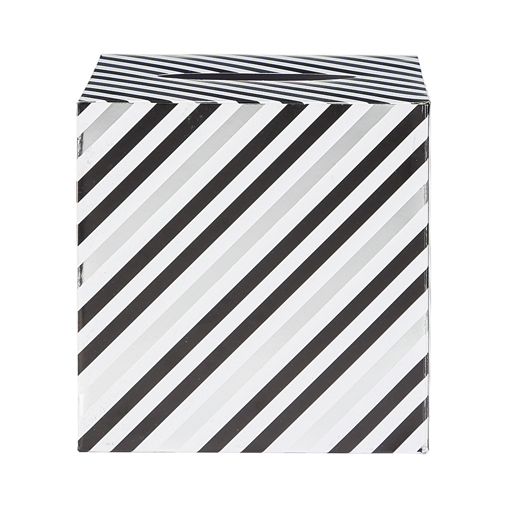Urne d'anniversaire motif rayé noir et blanc en carton | GIFI
