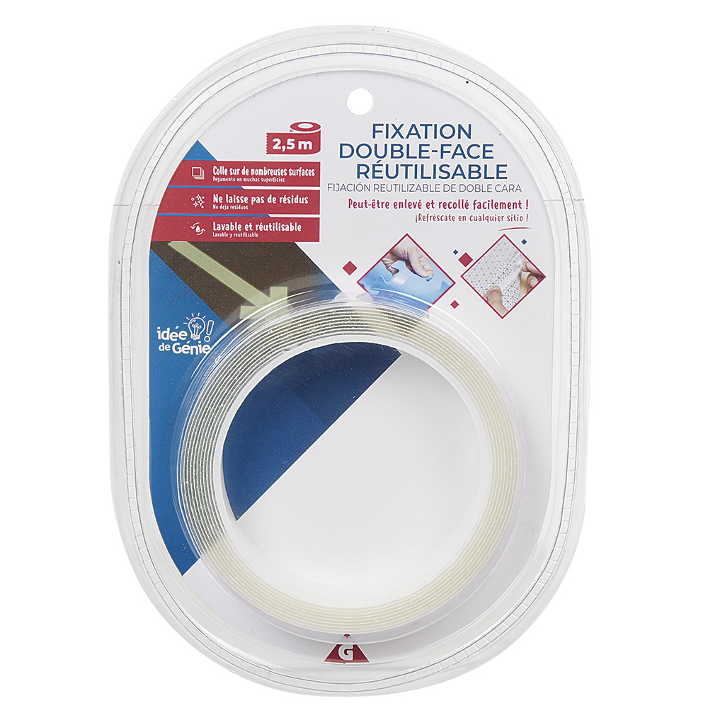 Adhésif double face réutilisable 2,5 m | GIFI