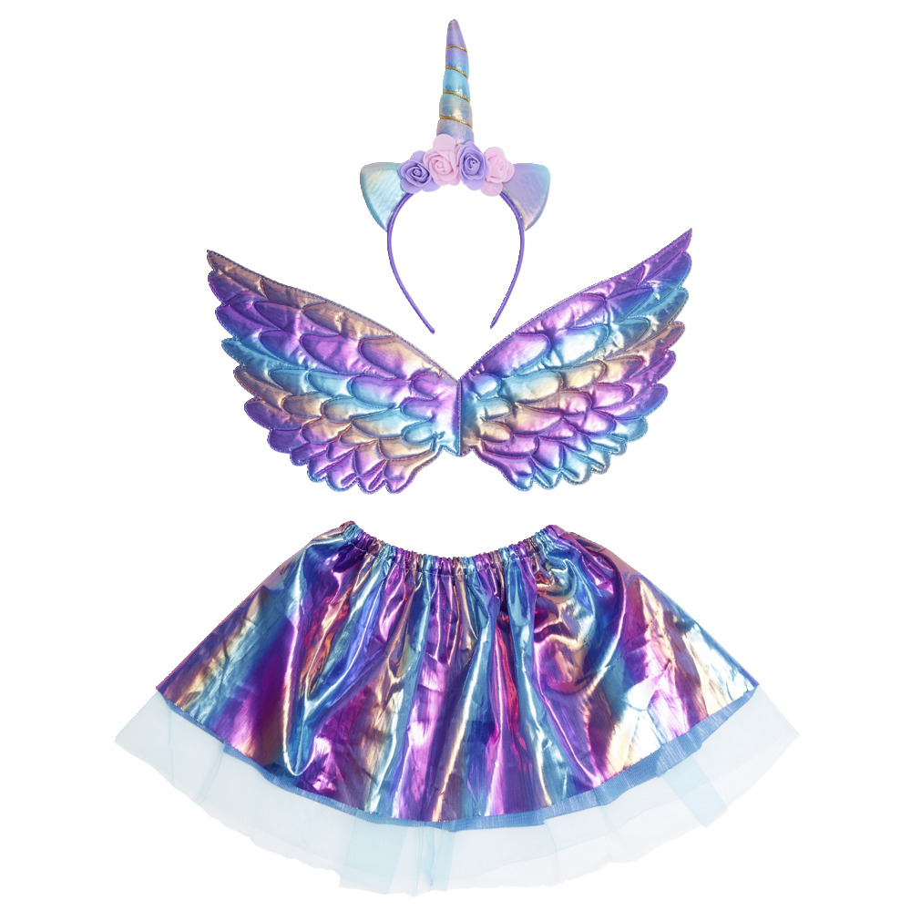 Déguisement enfant licorne irisé tutu/ailes/serre-tête Taille unique | GIFI