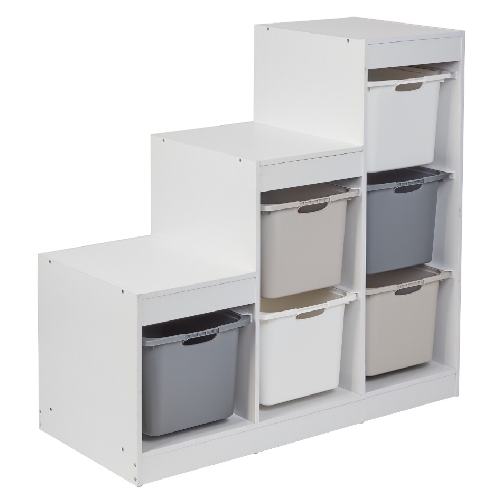 Meuble de rangement casiers escalier bois blanc | GIFI