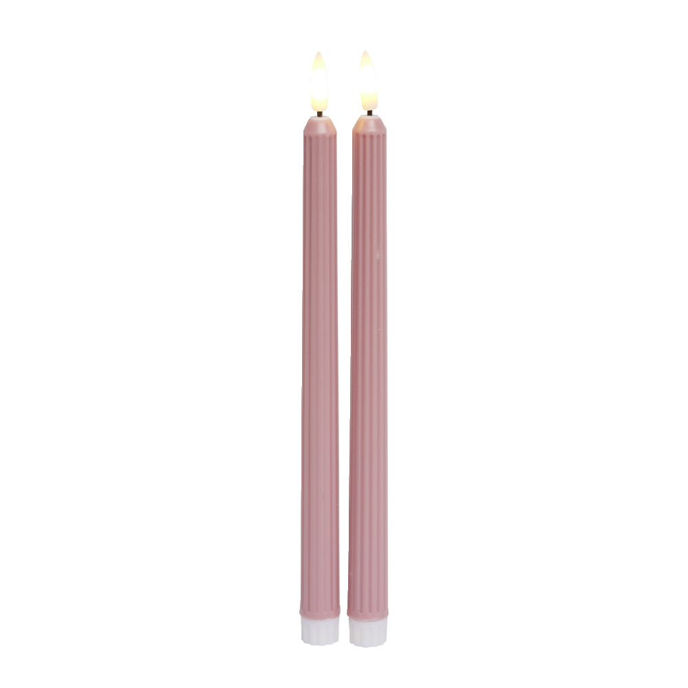 Lot de 2 bougies chandelles LED roses Ø2,2xH22,5cm | GIFI