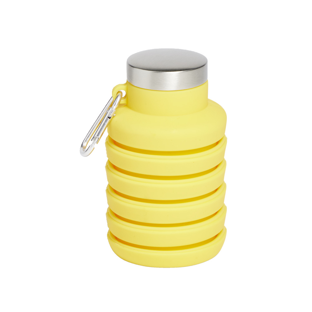Gourde pliable silicone jaune avec mousqueton 200/480ml | GIFI