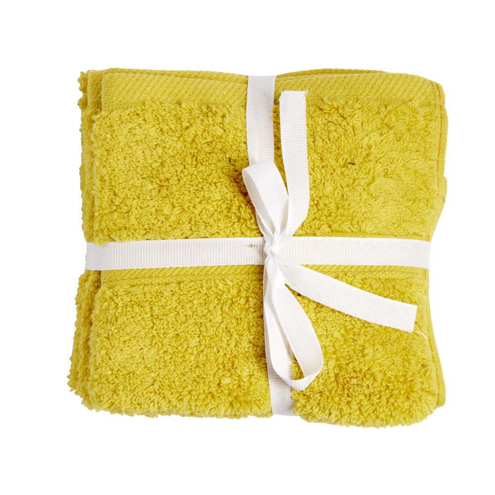 Lot de 4 serviettes invité coton jaune et noir 30x30cm | GIFI