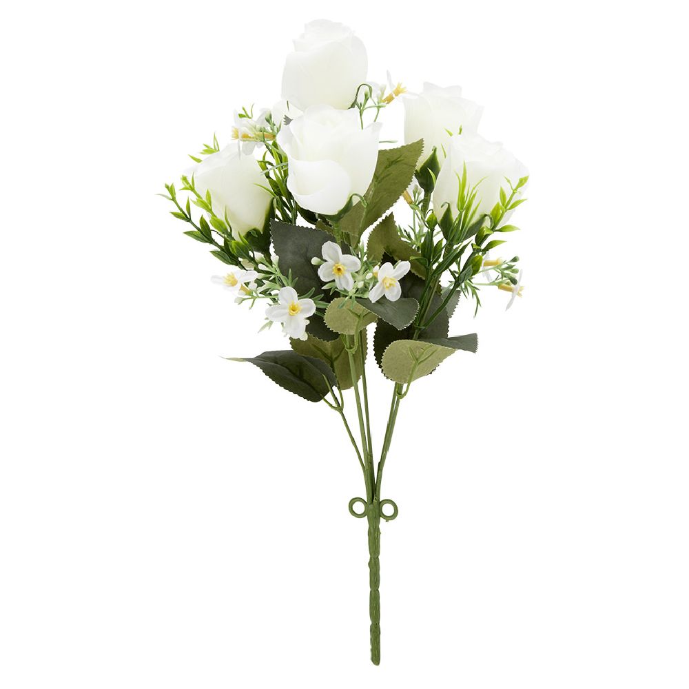 Piquet rose H33 cm blanc - Fleur artificielle | GIFI