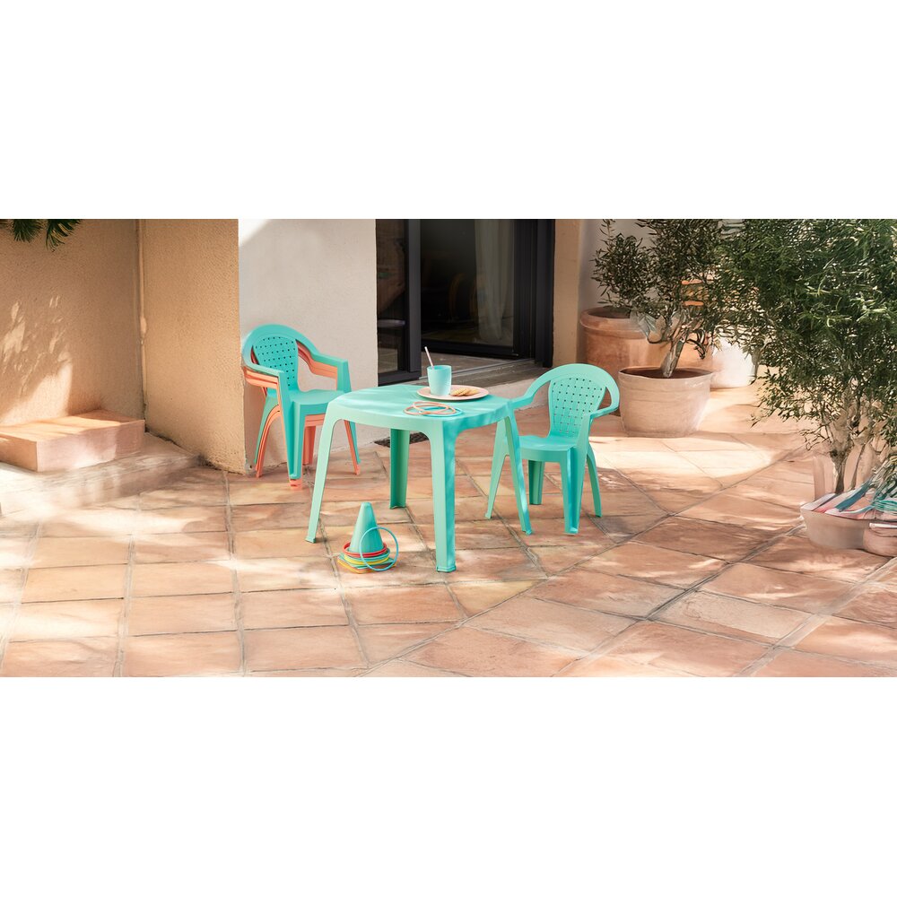 Table de jardin enfant bleu 56x51xH45cm | GIFI