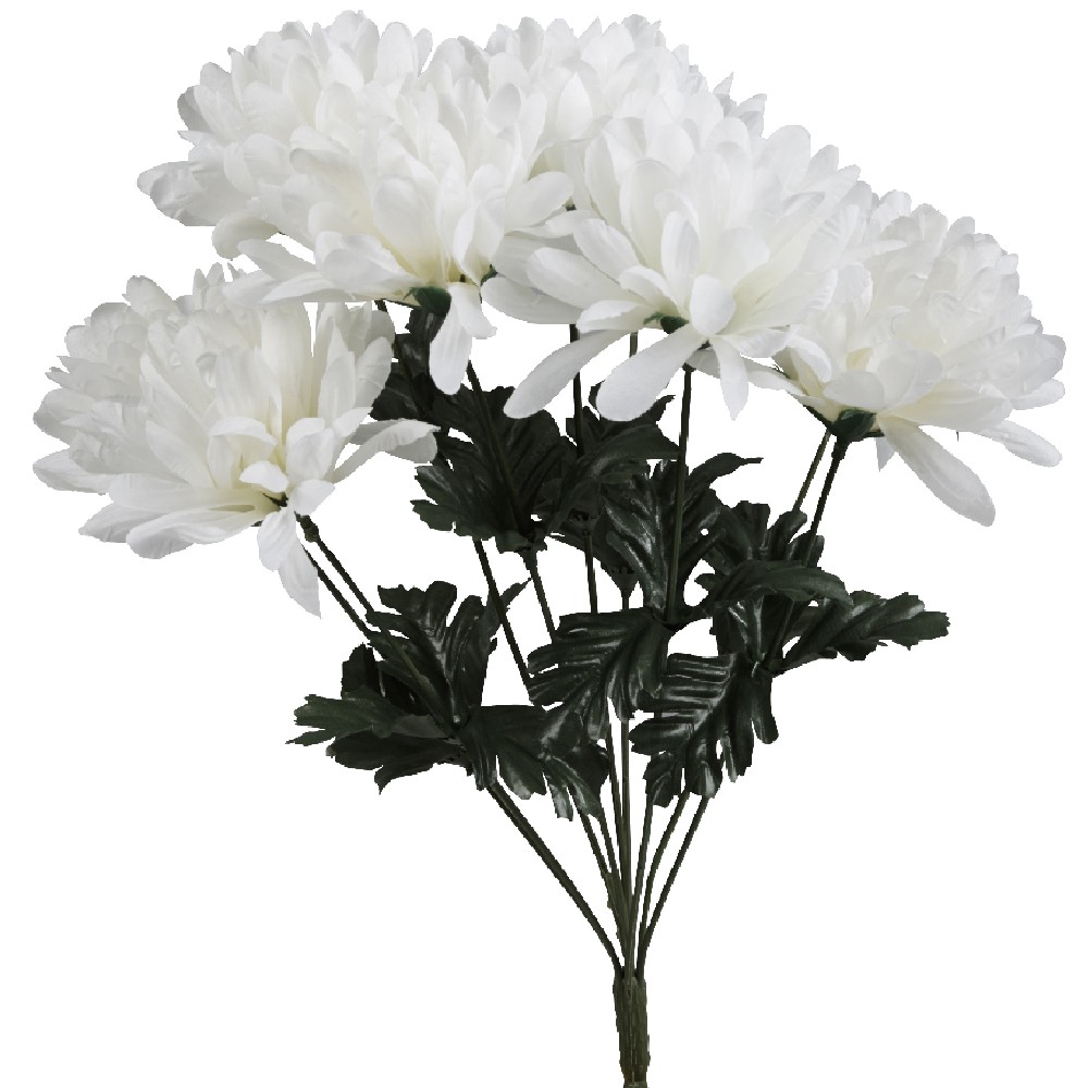 Piquet chrysanthème H44 cm blanc - Fleur artificielle 9 têtes | GIFI