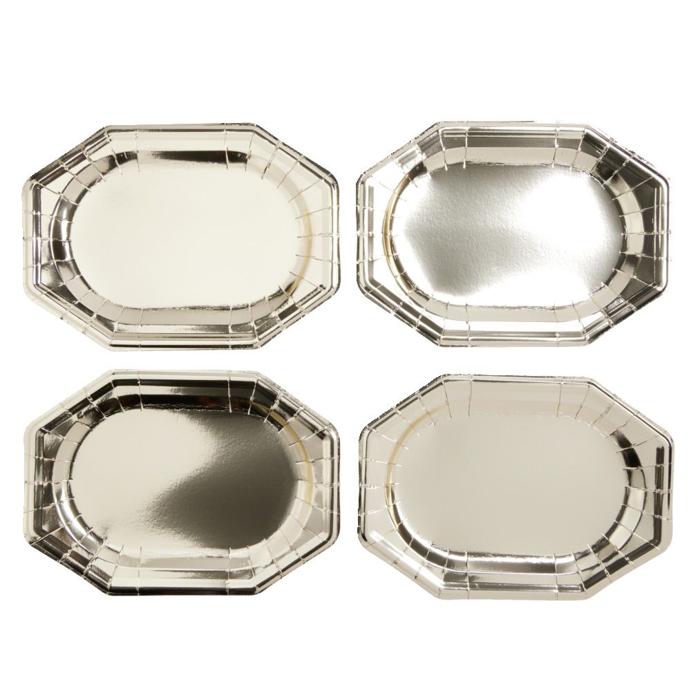 Plateaux de présentation ovale x4 carton métallisé doré 25x34cm | GIFI