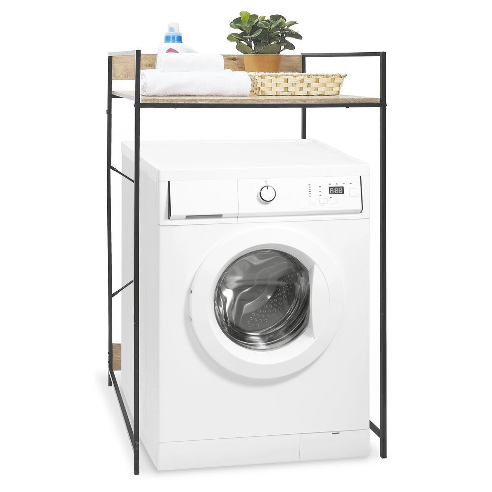 Meuble pour buanderie bois et acier noir 70xH115x60cm | GIFI