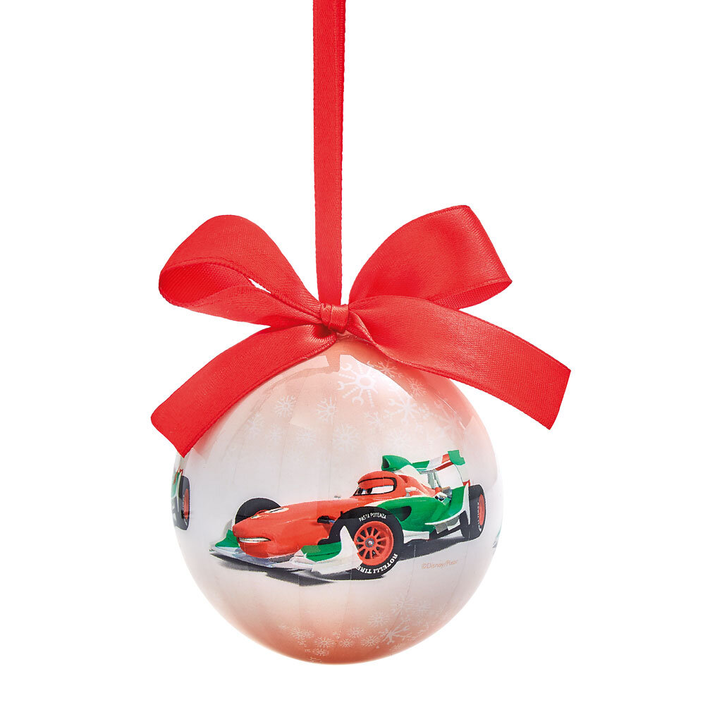 Boule de Noël avec noeud ruban Cars voiture rouge vert Disney | GIFI