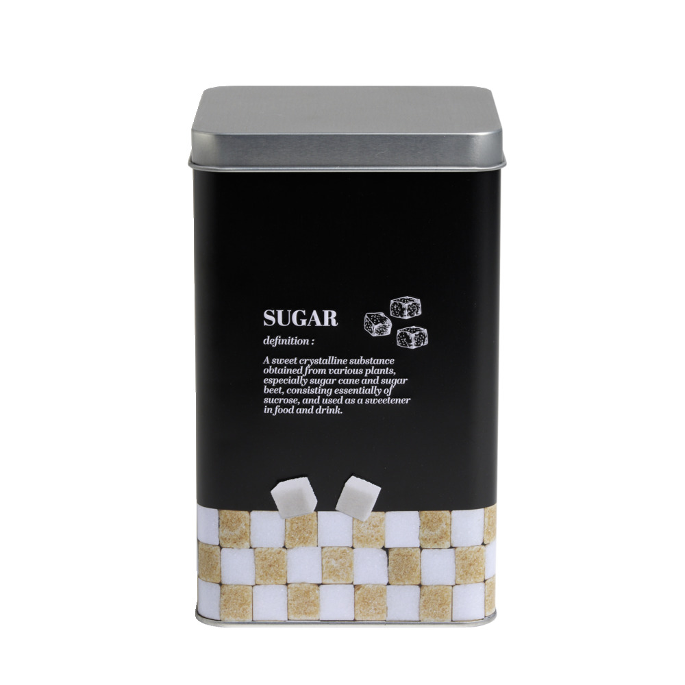 Boîte à sucre en métal noir design Sugar - 10,7x10,7xH.17,5cm | GIFI