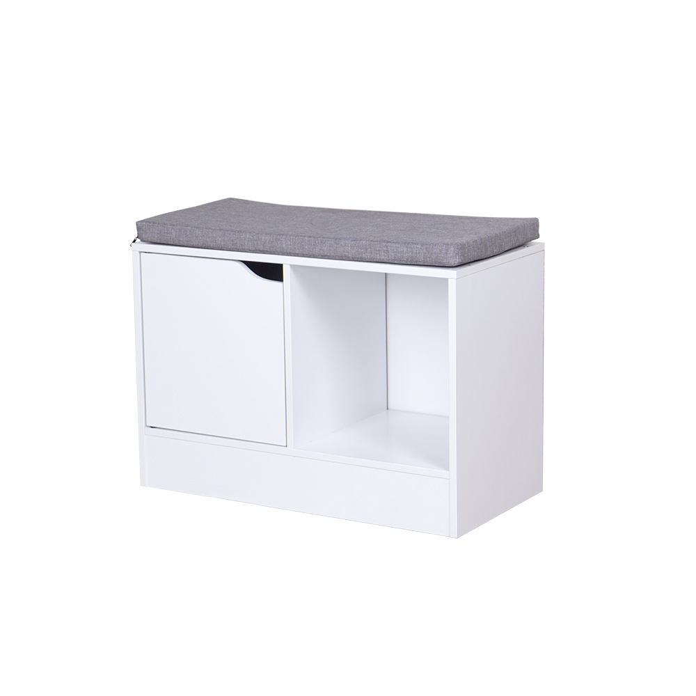 Banc range-chaussures Adam blanc gris 60x30xH44,2 cm | GIFI