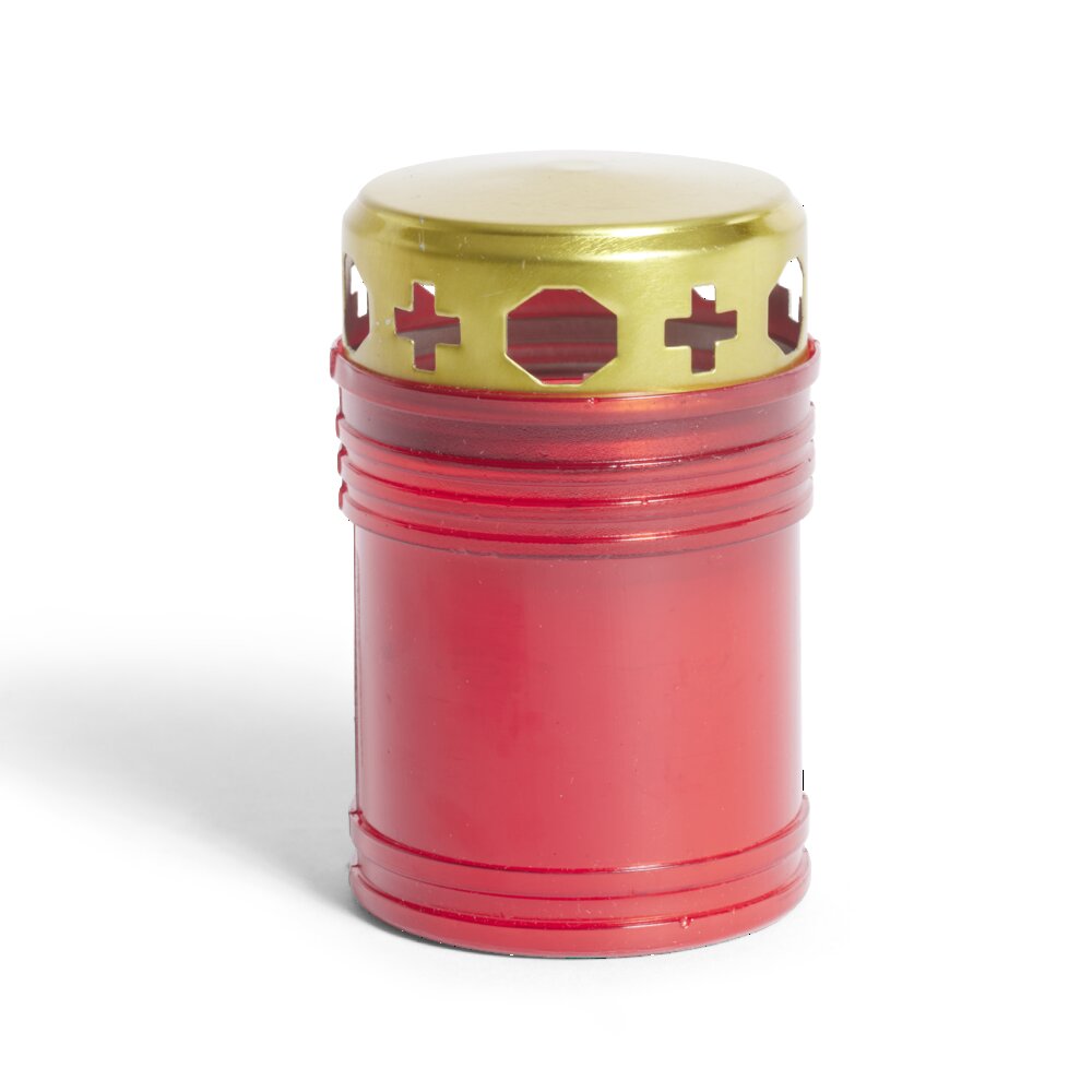 Bougie funéraire rouge et doré Ø6xH10cm | GIFI