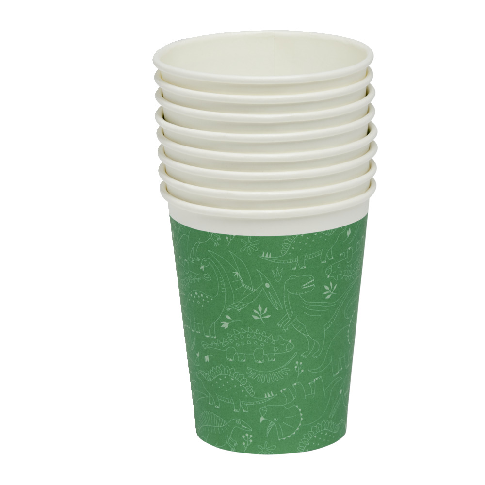 Lot de 8 gobelets motif dinosaure carton 24cl | GIFI