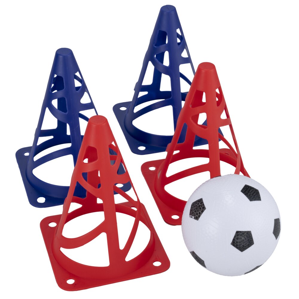 Jeu d'exercice de football avec 4 cônes et 1 ballon 26x13,5xH23,5cm | GIFI