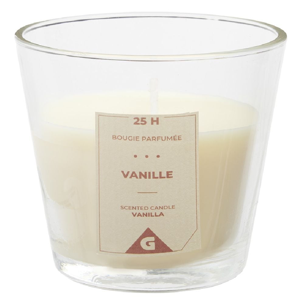 Bougie dans verre transparent senteur vanille | GIFI