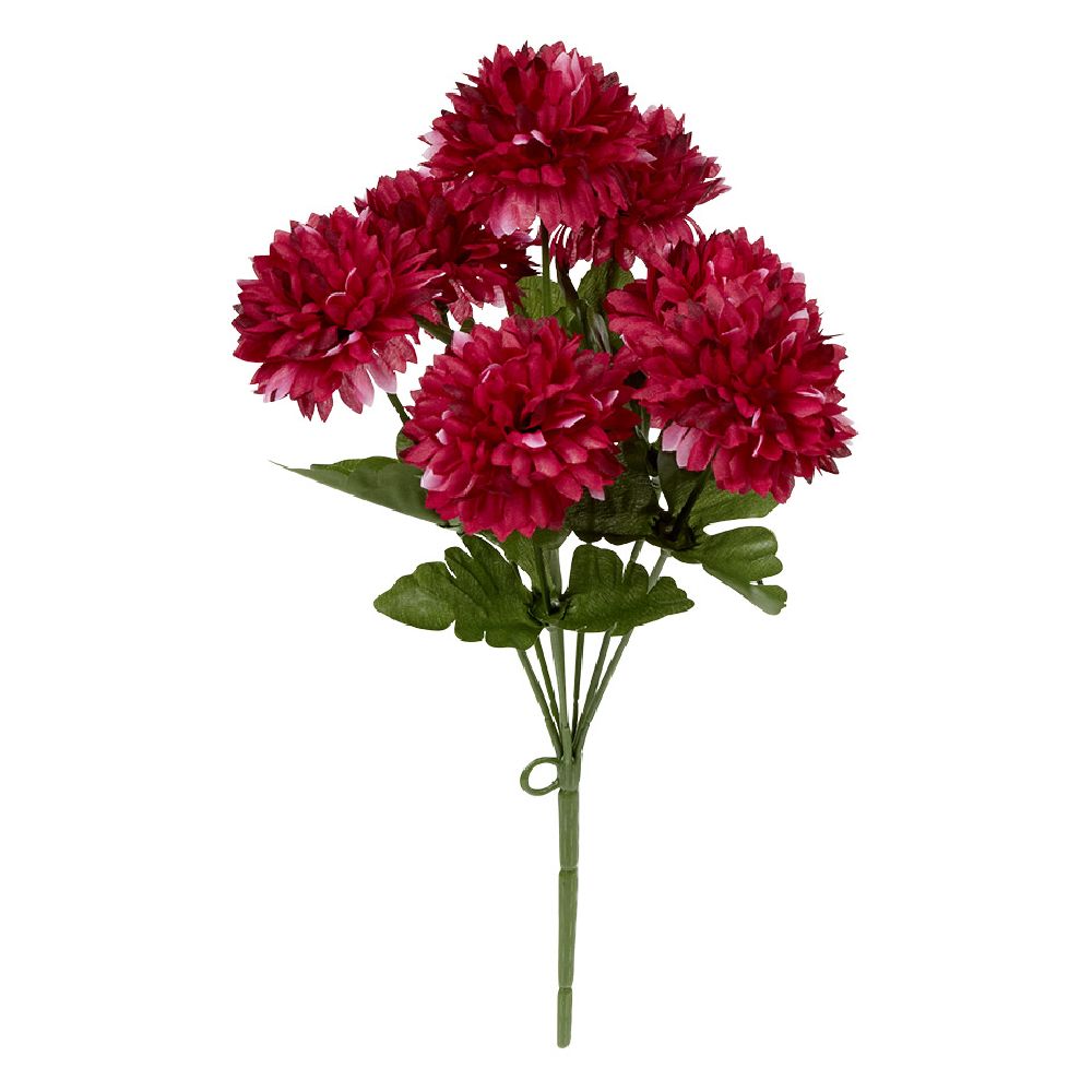 Piquet mini chrysanthème H31 cm fuchsia - Fleur artificielle 7 têtes | GIFI